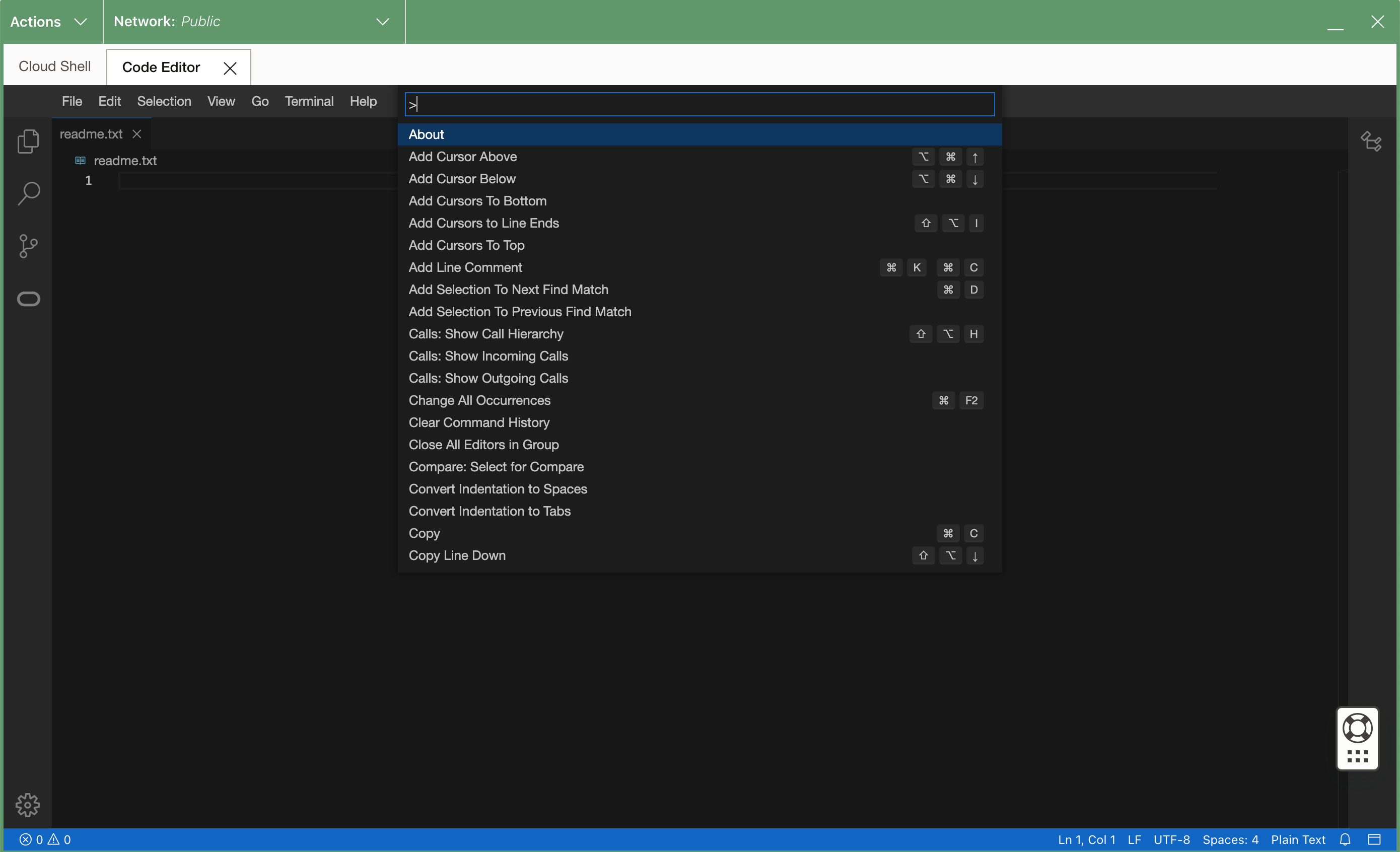 Using the Command Palette and Keyboard Shortcuts