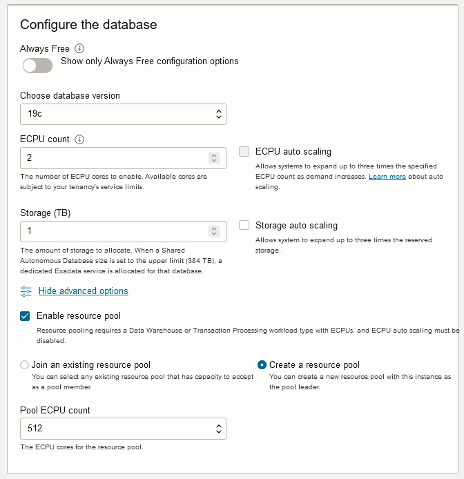 Use and Manage Elastic Resource Pools on Autonomous Database