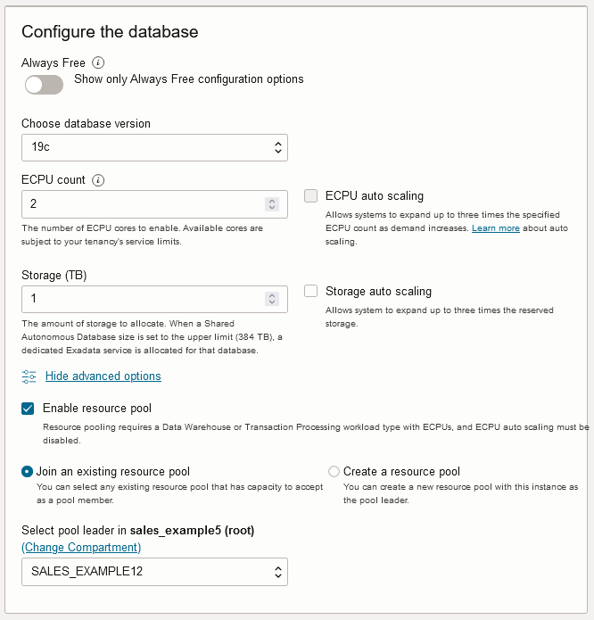 Use and Manage Elastic Resource Pools on Autonomous Database