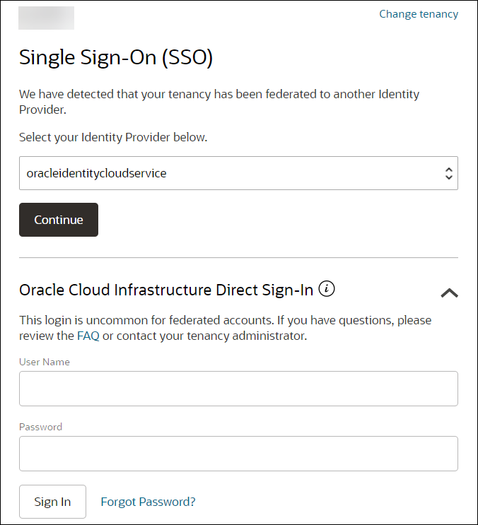 Conexión a la consola de Oracle Cloud Infrastructure