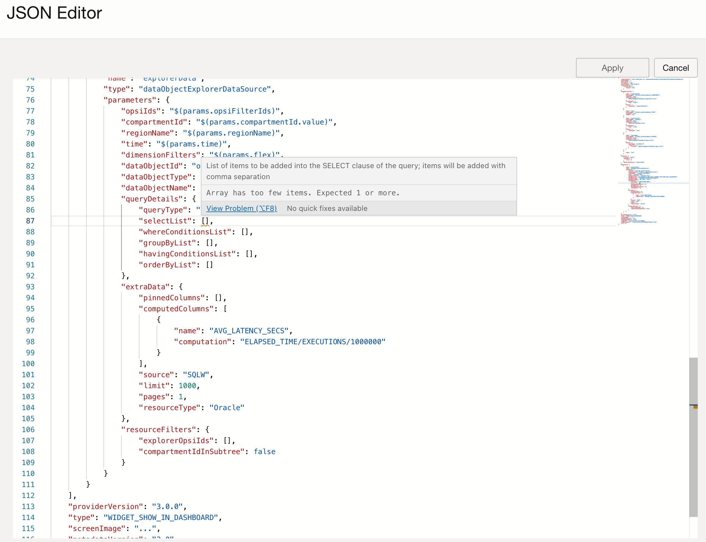 Utilisation de l'éditeur JSON dans l'explorateur