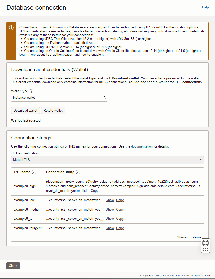 Download Database Connection Information